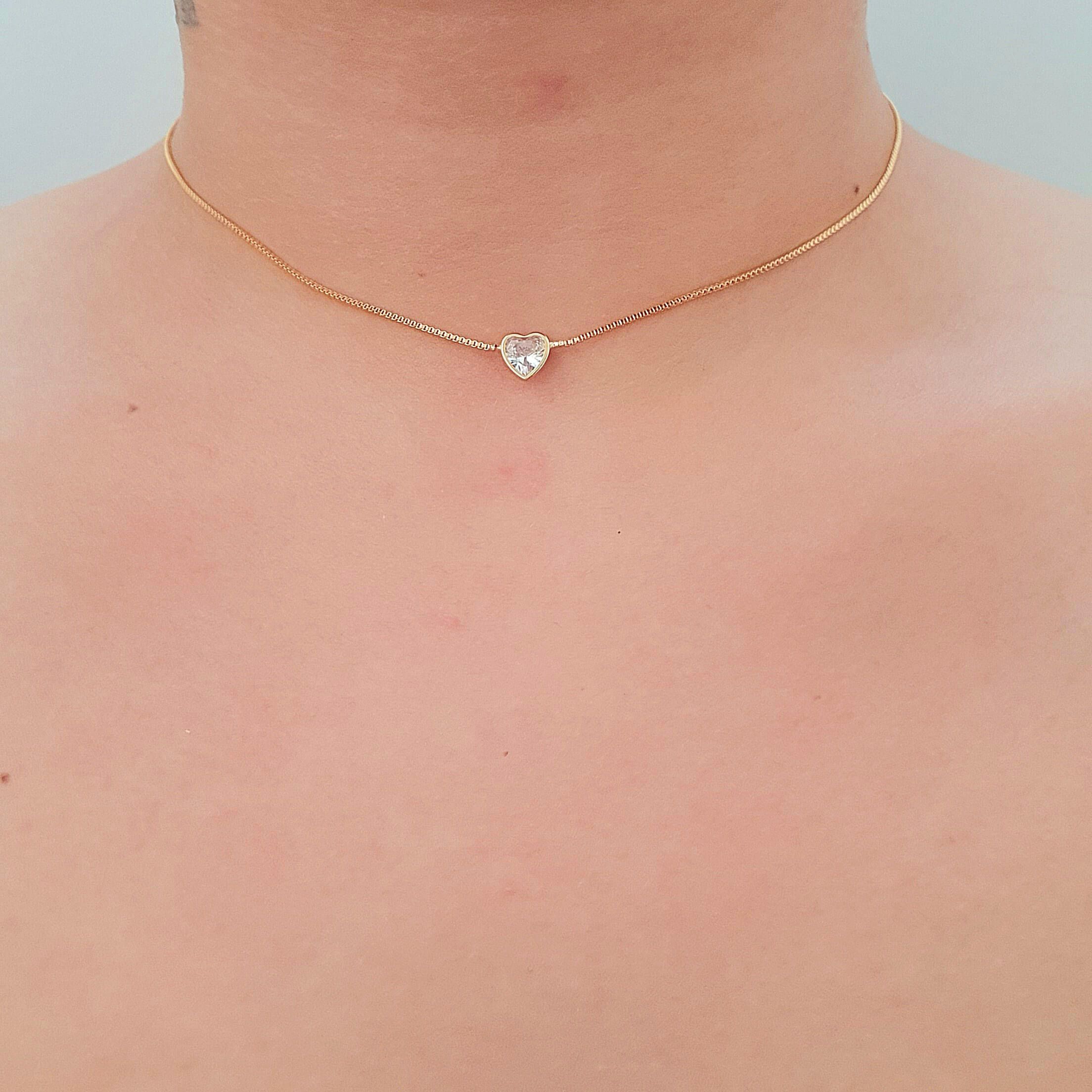 Colar Choker Folheado a Ouro 18K Mini Coração - Chérie Bijoux