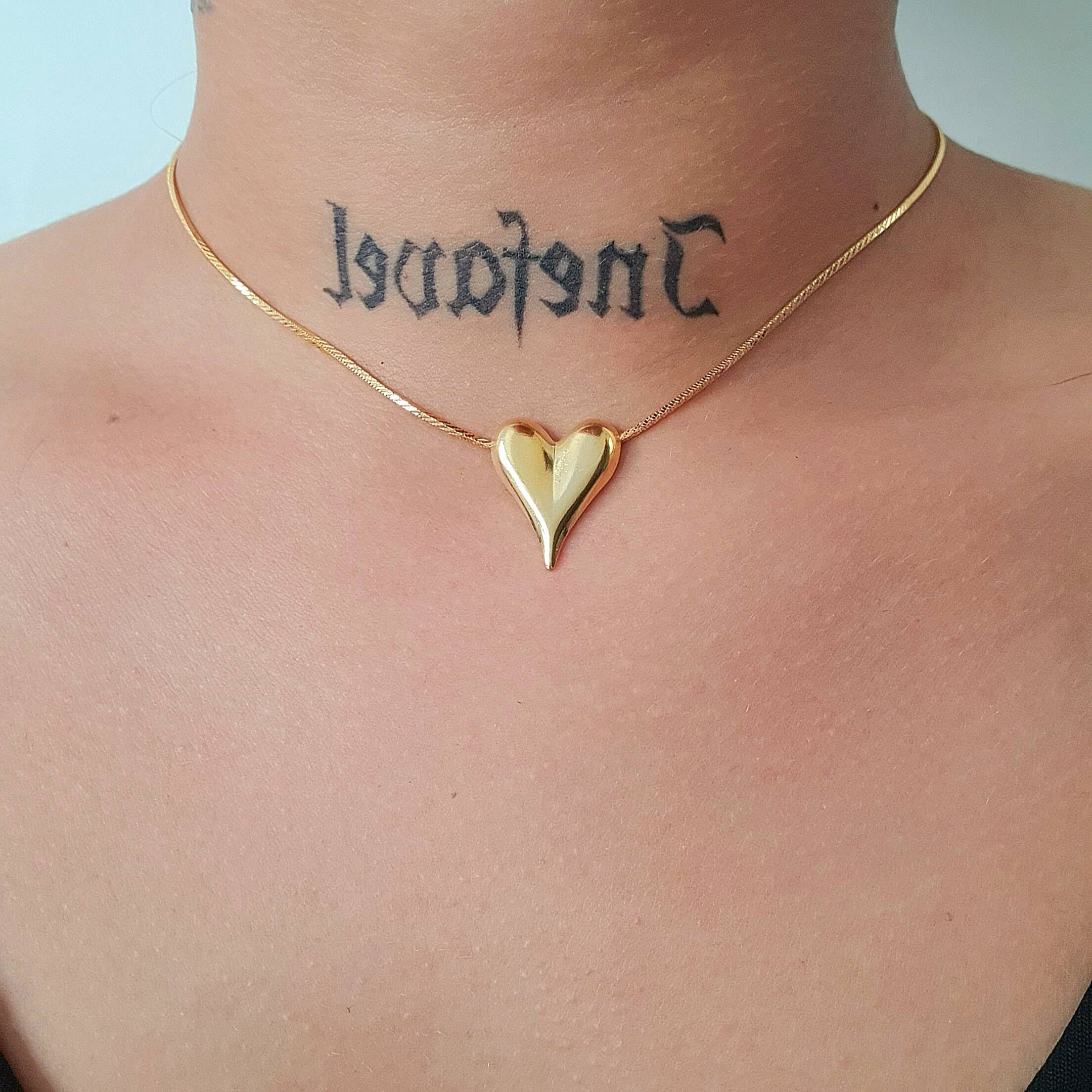 Colar Choker Folheado a Ouro 18K Coração - Chérie Bijoux