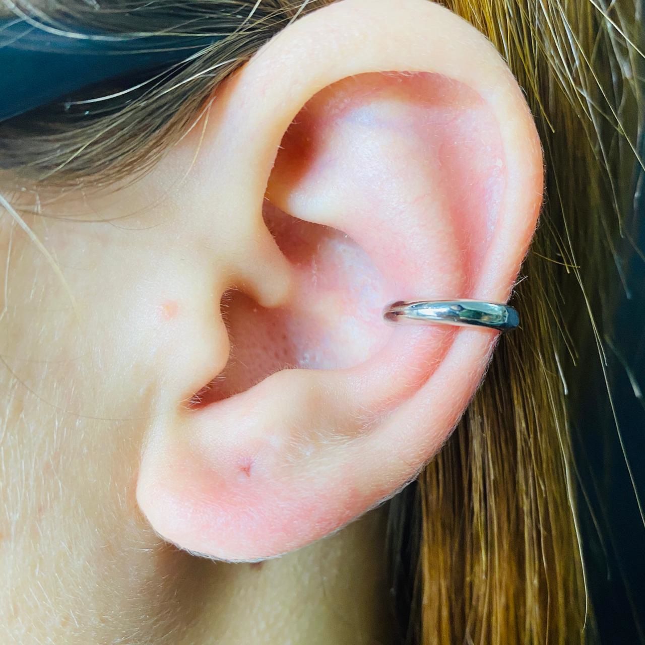 Par De Piercings Fakes Liso Prata - Chérie Bijoux