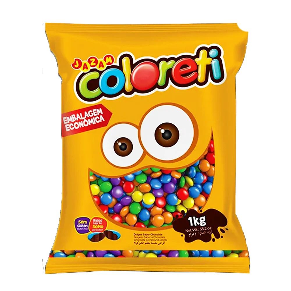 Mini Coloreti Jazam 1kg - Confeito Colorido Sabor Chocolate | CHOKDOCE