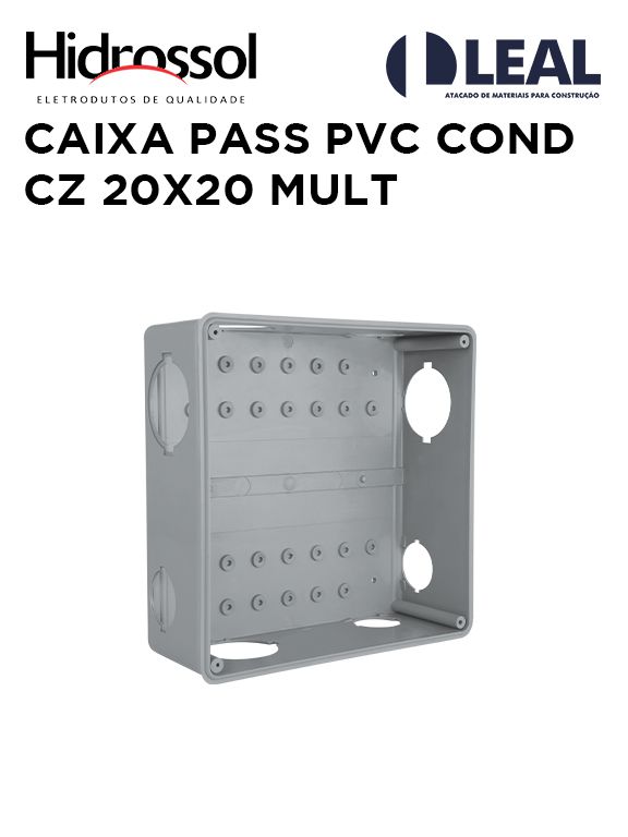 CAIXA PASS PVC COND CINZA 20X20 MULT HIDROSSOL | Comercial Leal