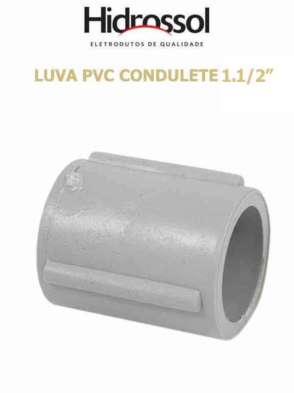 LUVA PVC COND CINZA 1.1/2 | Comercial Leal