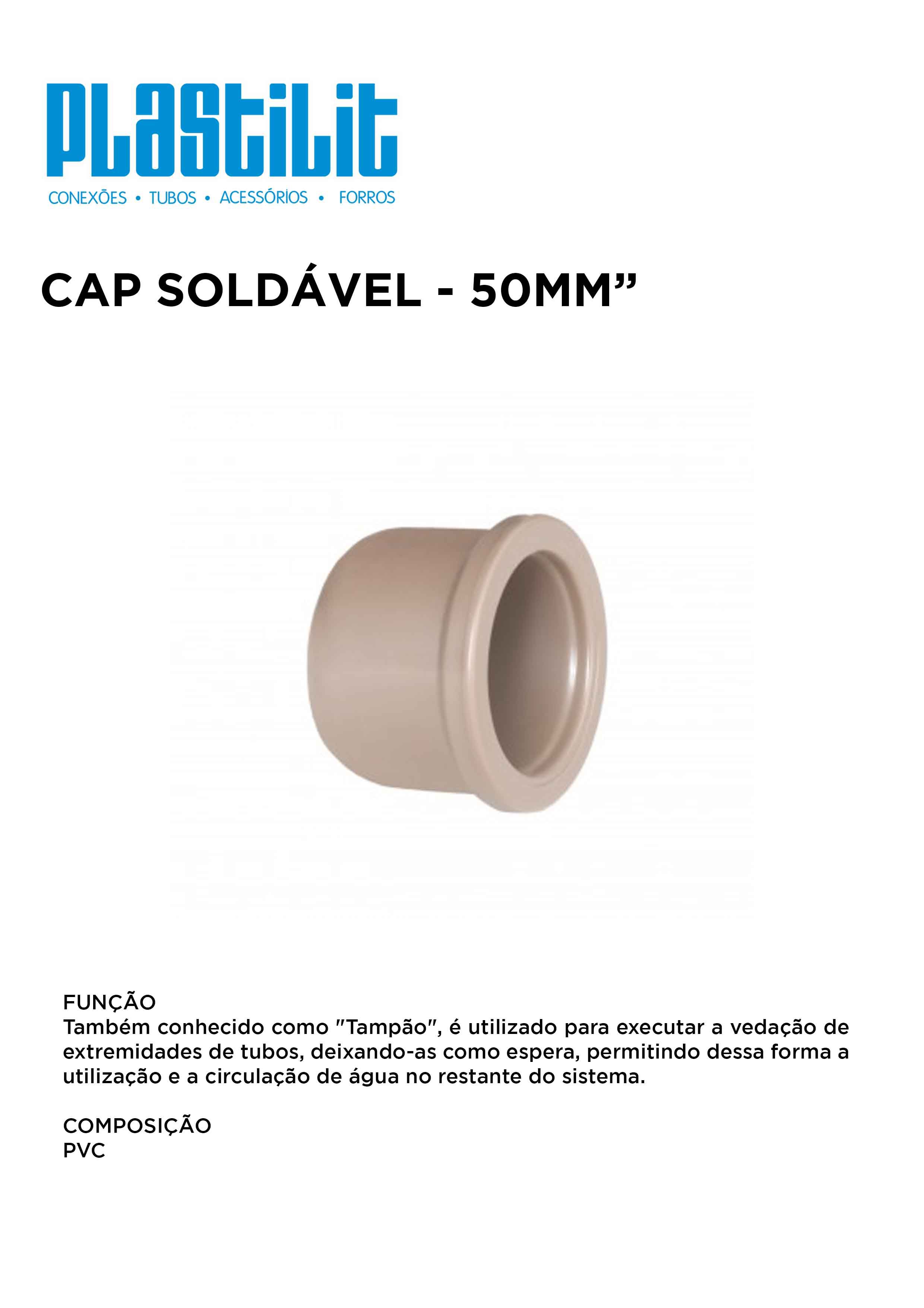 Cap Soldável 50MM PLASTILIT | Comercial Leal
