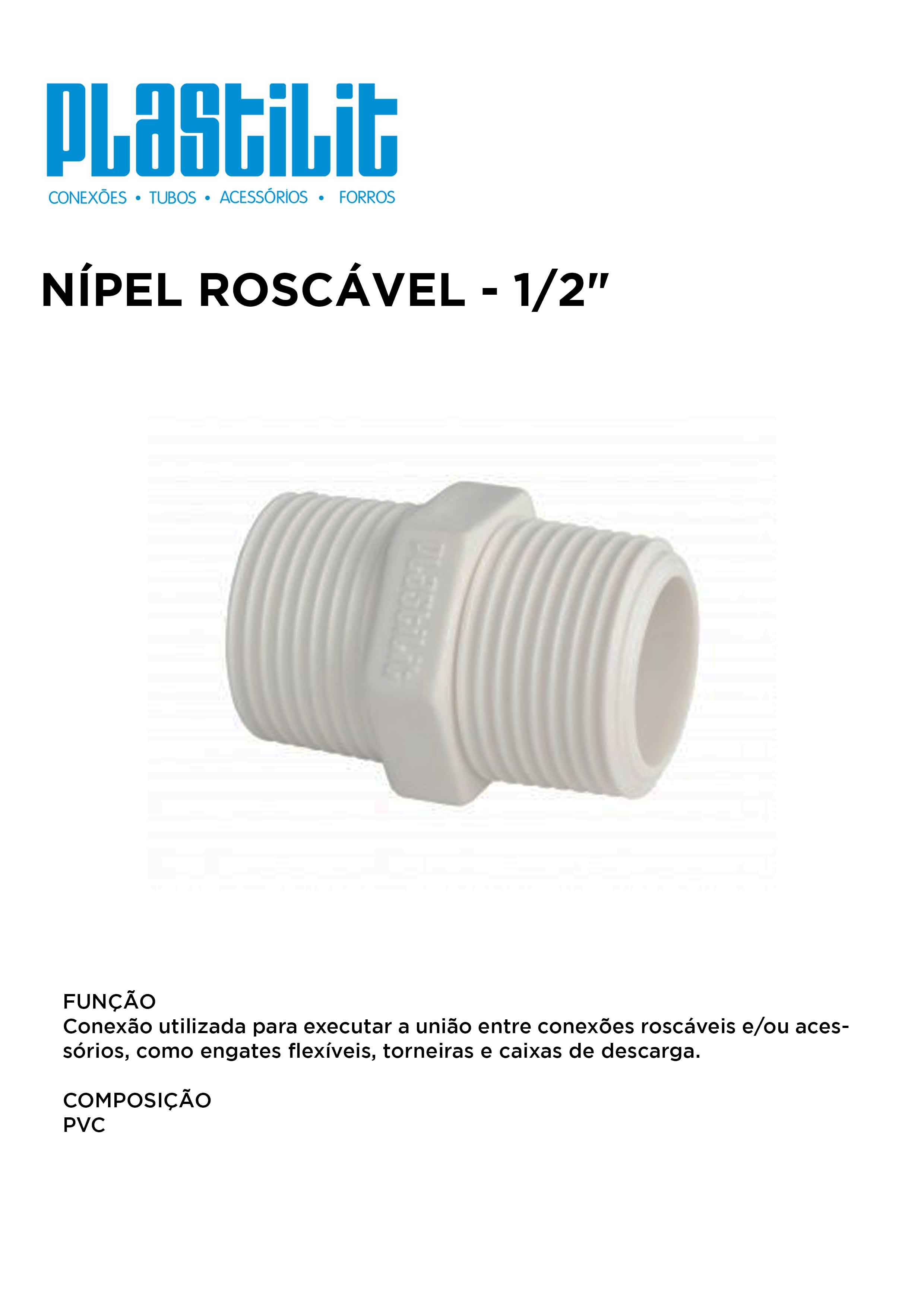 Nípel Roscável 1/2 PLASTILIT | Comercial Leal