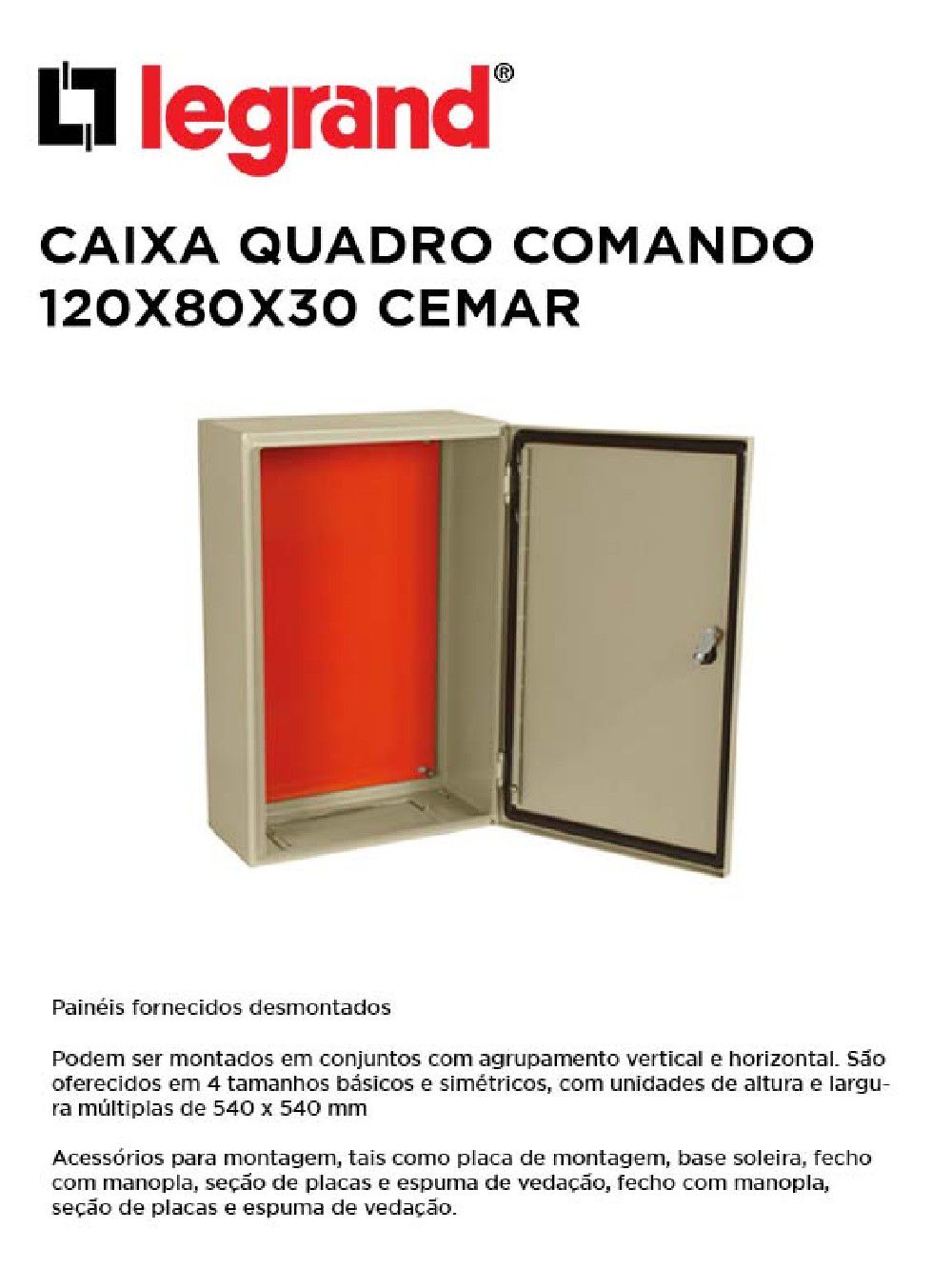 Quadro De Comando-1200X800X250Mm Com Flange Cemar | Comercial Leal