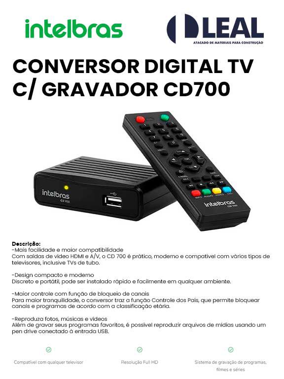 CONVERSOR DIGITAL TV COM GRAVADOR CD700 | Comercial Leal