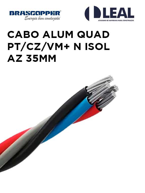 CABO ALUMINIO QUADRUPLEX PRETO/CINZA/VERMELHO+ NEUTRO ISOL AZUL35MM ...