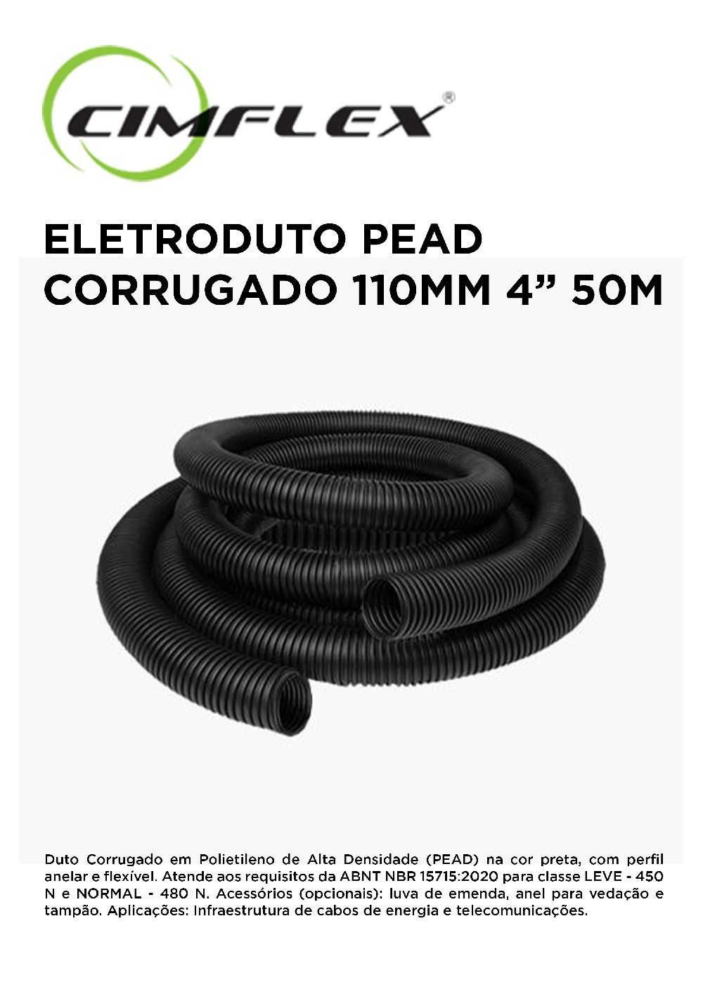ELETRODUTO PEAD CORRUGADO 110MM 4 | Comercial Leal