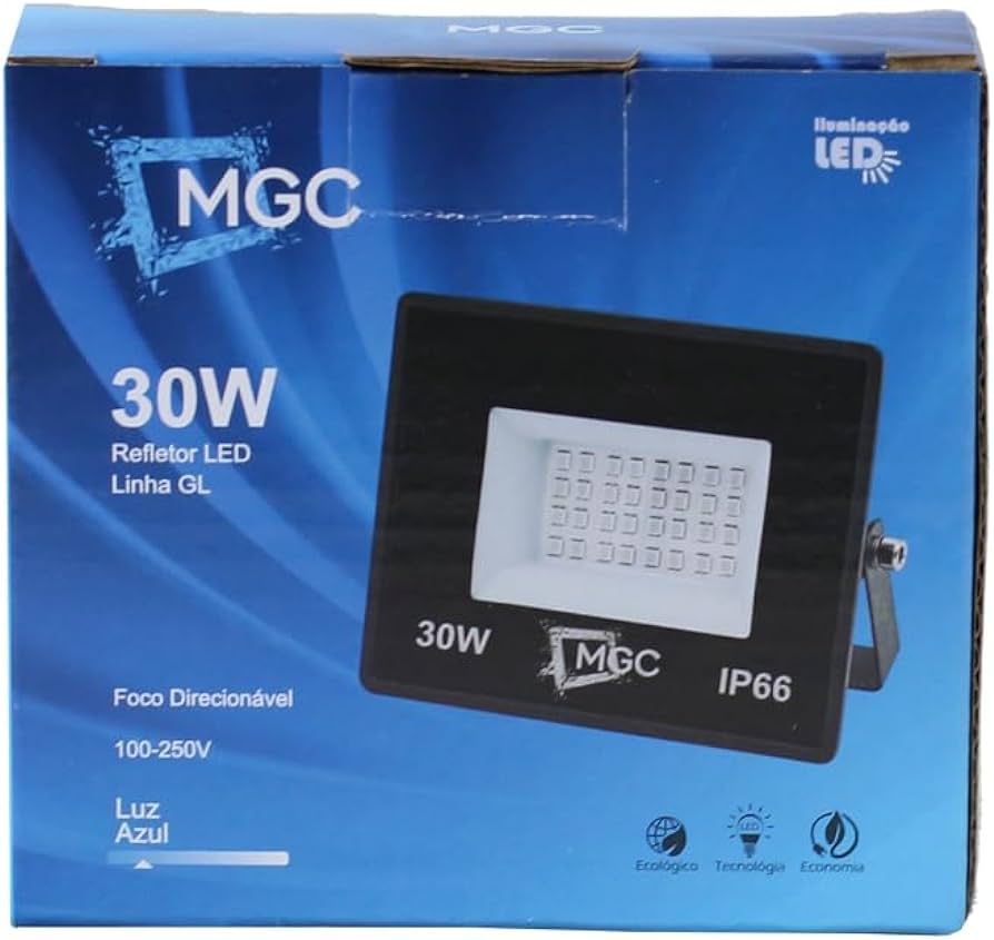 REFLETOR LED PRETO 30W 6500K GL MGC | Couto Materiais
