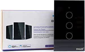 INTERRUPTOR VIDRO 3 BOTOES PT WIFI+BTE+ RF:INTERR. VIDRO 3 BT. EKAZA ...
