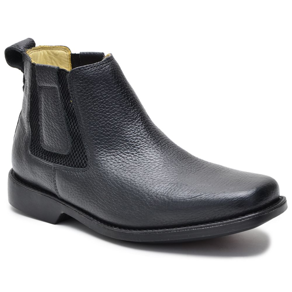 Botina Chelsea Masculina Couro Legítimo Preto | KRN SHOES | Calçados ...