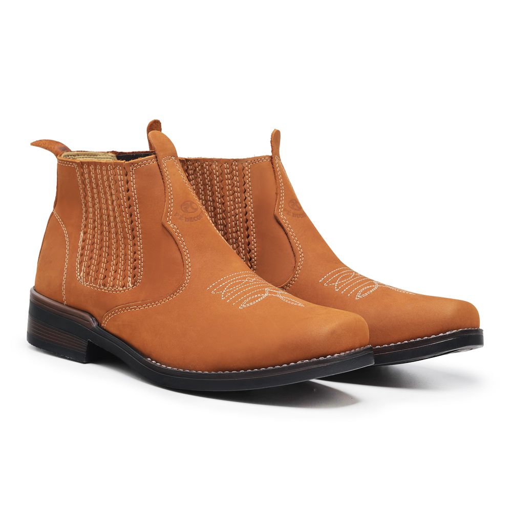 Botina Masculina Country Couro Legítimo Castor | KRN SHOES | Calçados ...