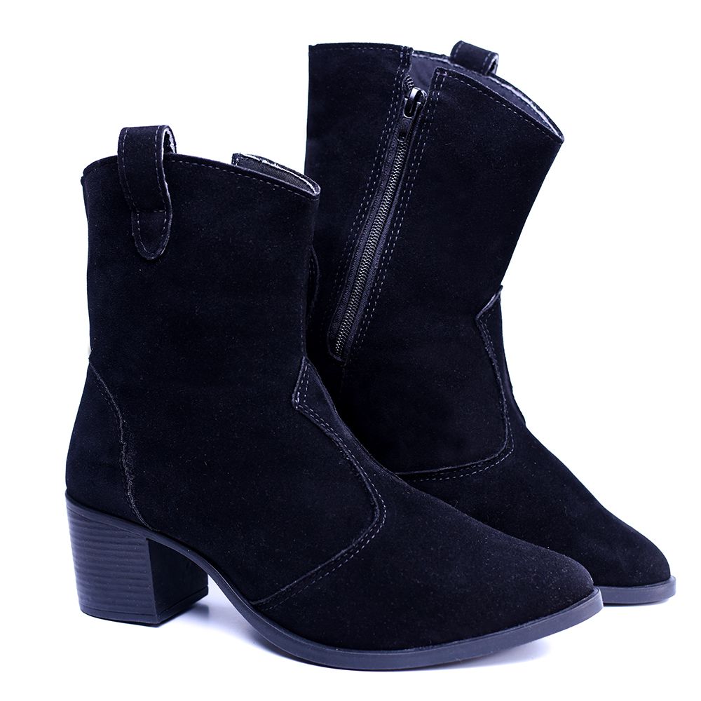 Bota Feminina Western Preta Cano Médio Dhaffy | DHAFFY