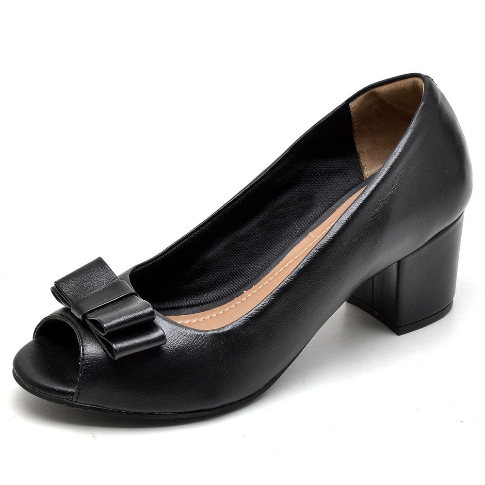 Sapato Social Feminino Peep Toe Work Preto | Diconfort Calçados ...