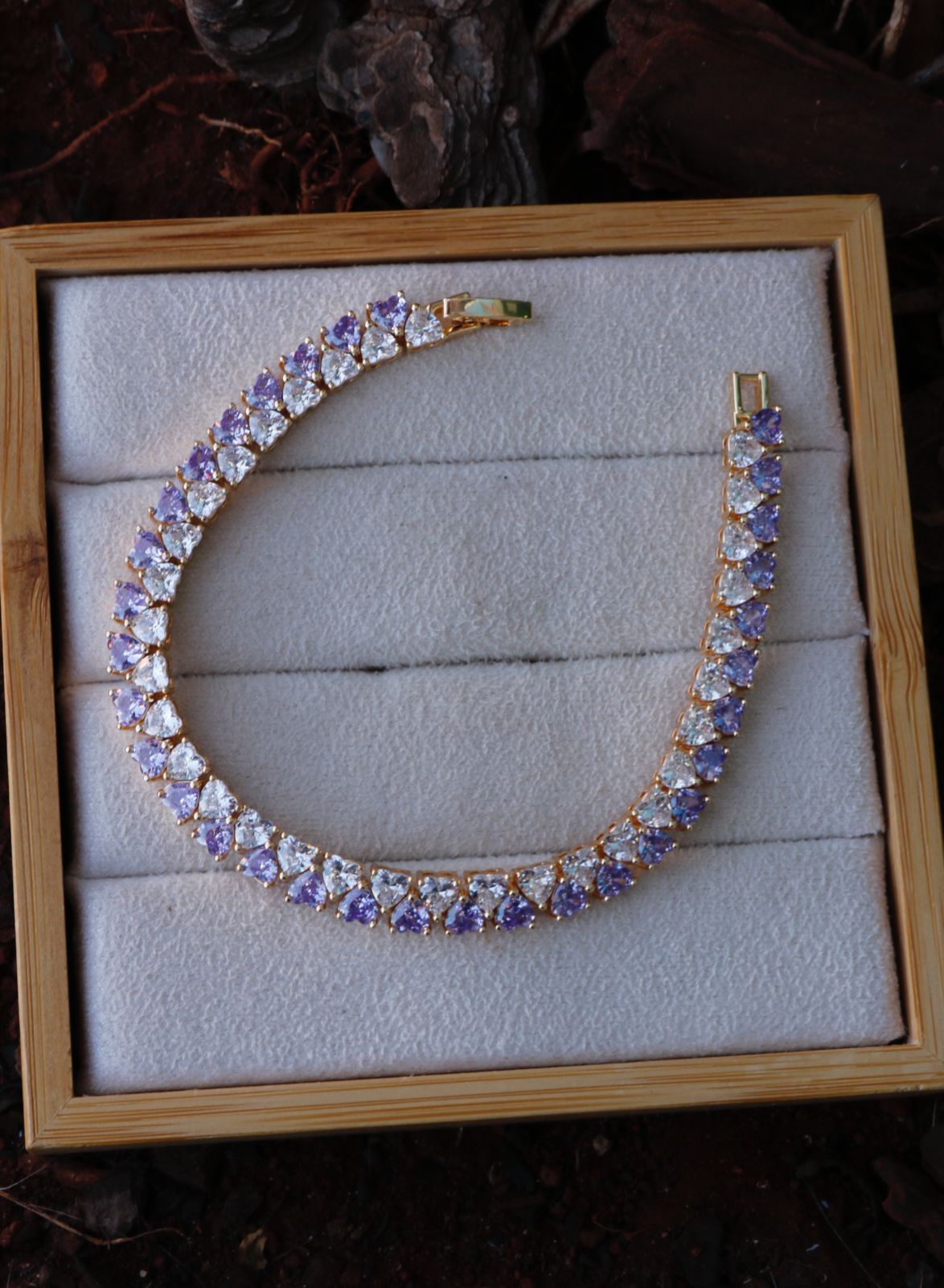 Pulseira Riviera Luxo na Pedra Fusion Tanzanita em Banho de Ouro18K ...