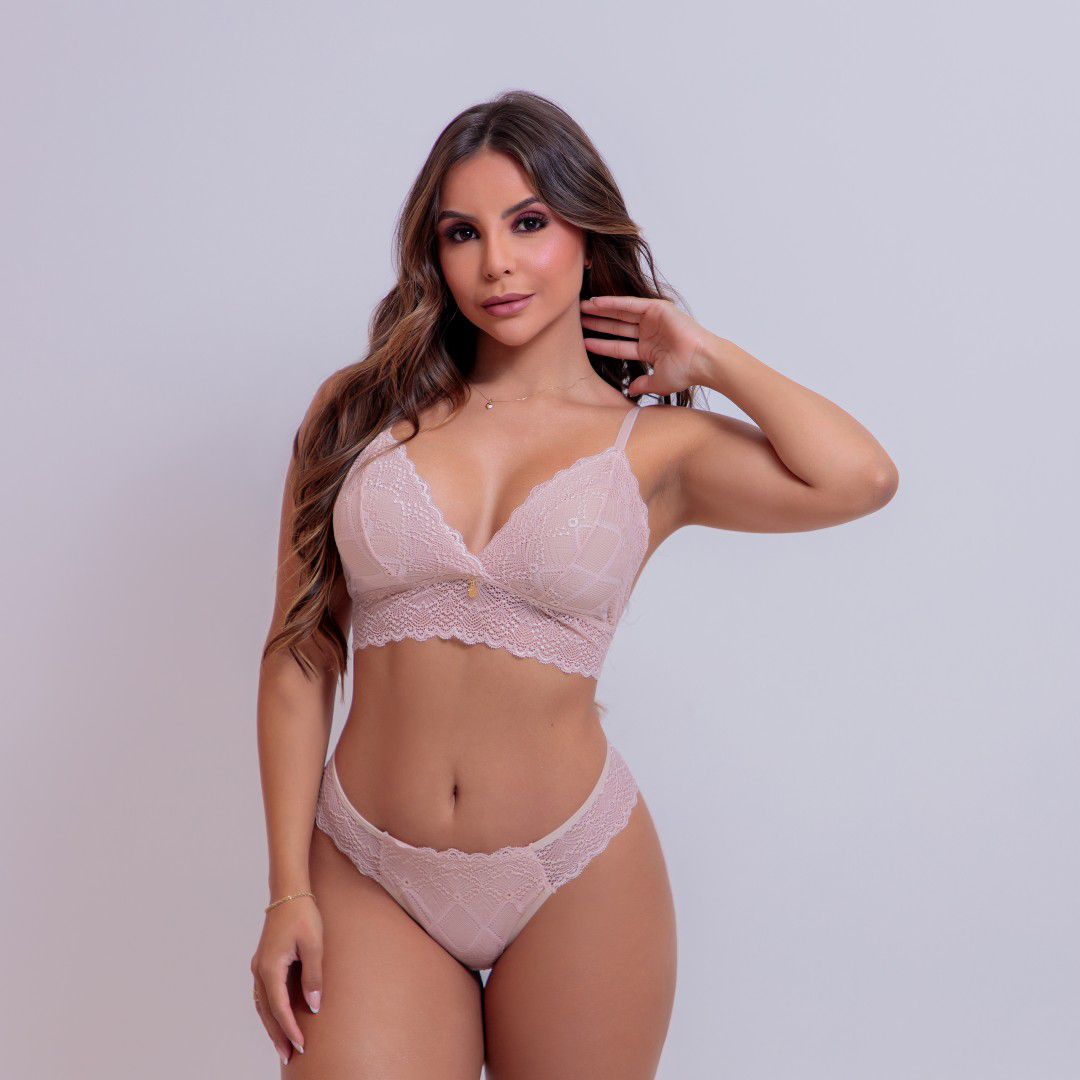 CONJUNTO CROPPED EM RENDA COM BOJO REMOVÍVEL | DONNA DOLCE