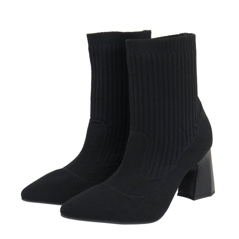 Bota Cano Baixo Salto Grosso Meia 184000 Preto | DROPSHIPPING GRIFFE ...