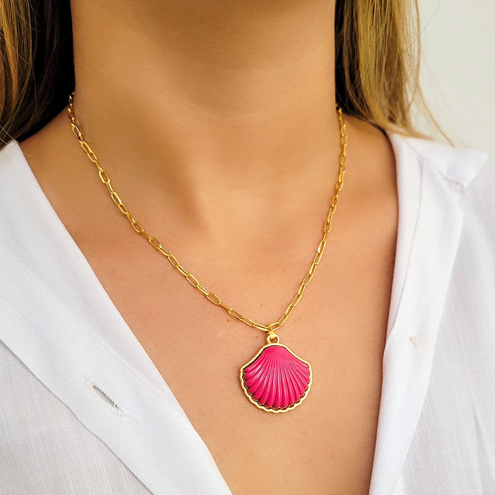 COLAR CONCHA ROSA | DULUXO
