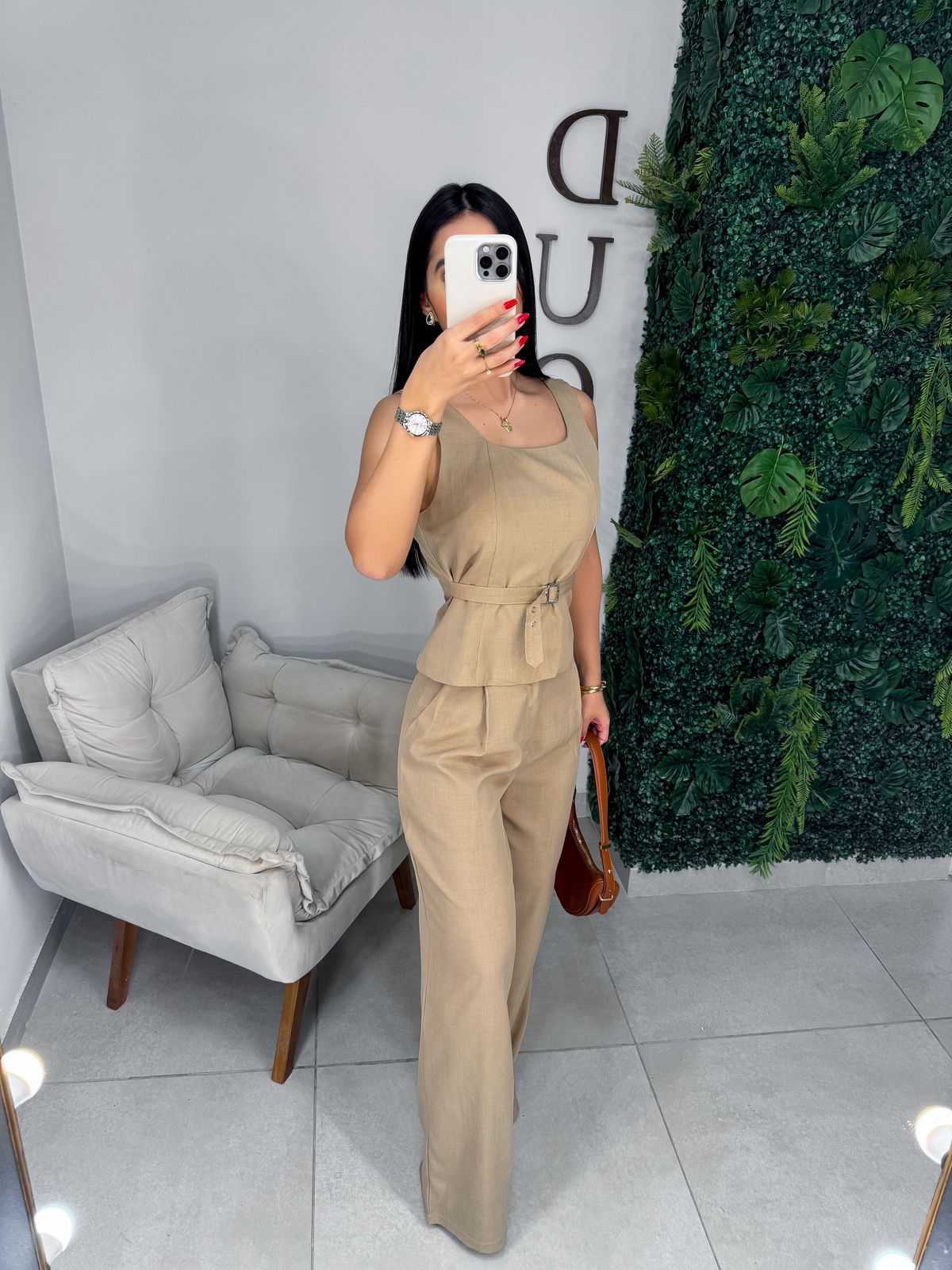 Conjunto alfaiataria Mica marrom | Duotti