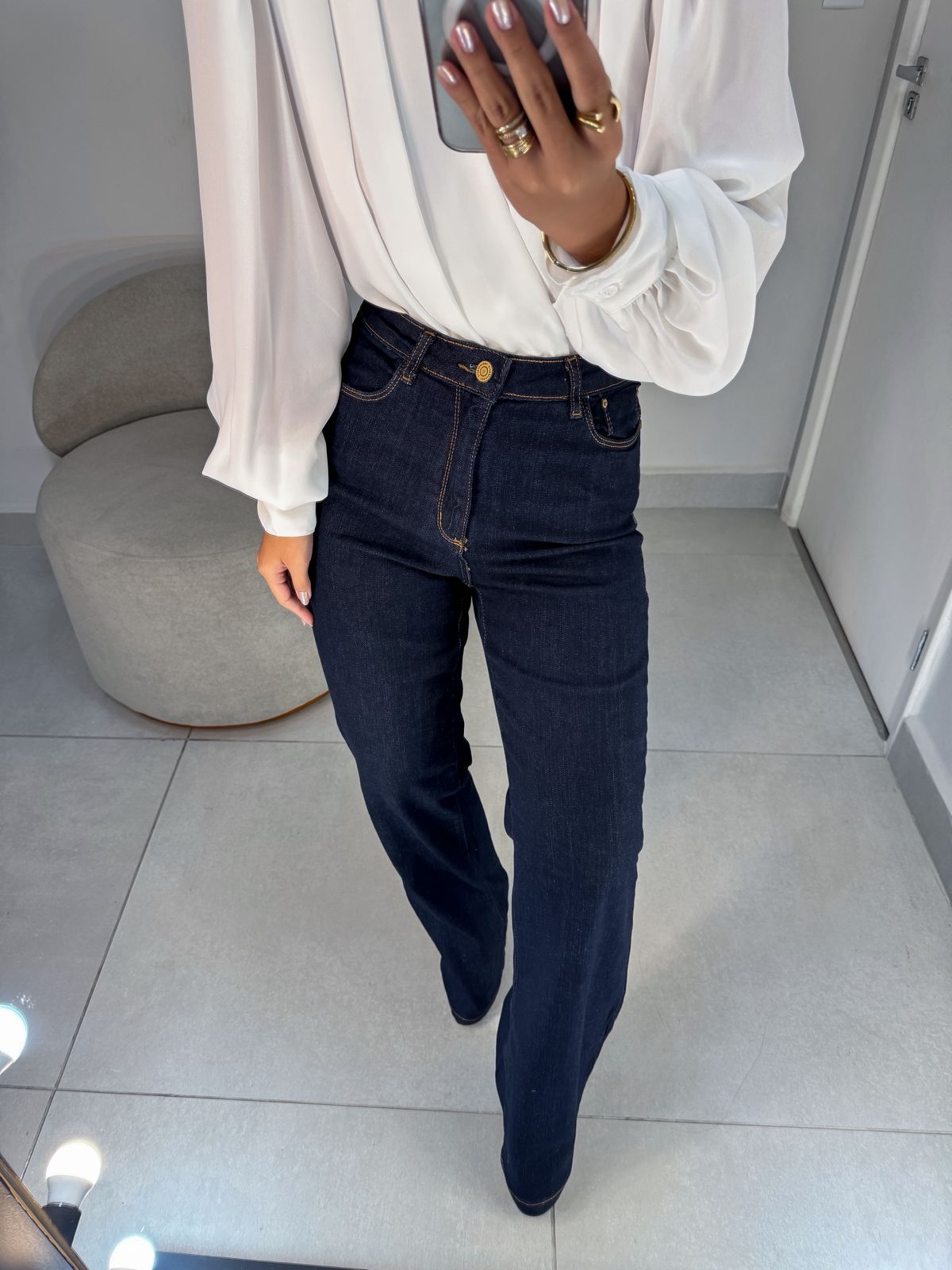 Wide leg elastano petróleo | Duotti