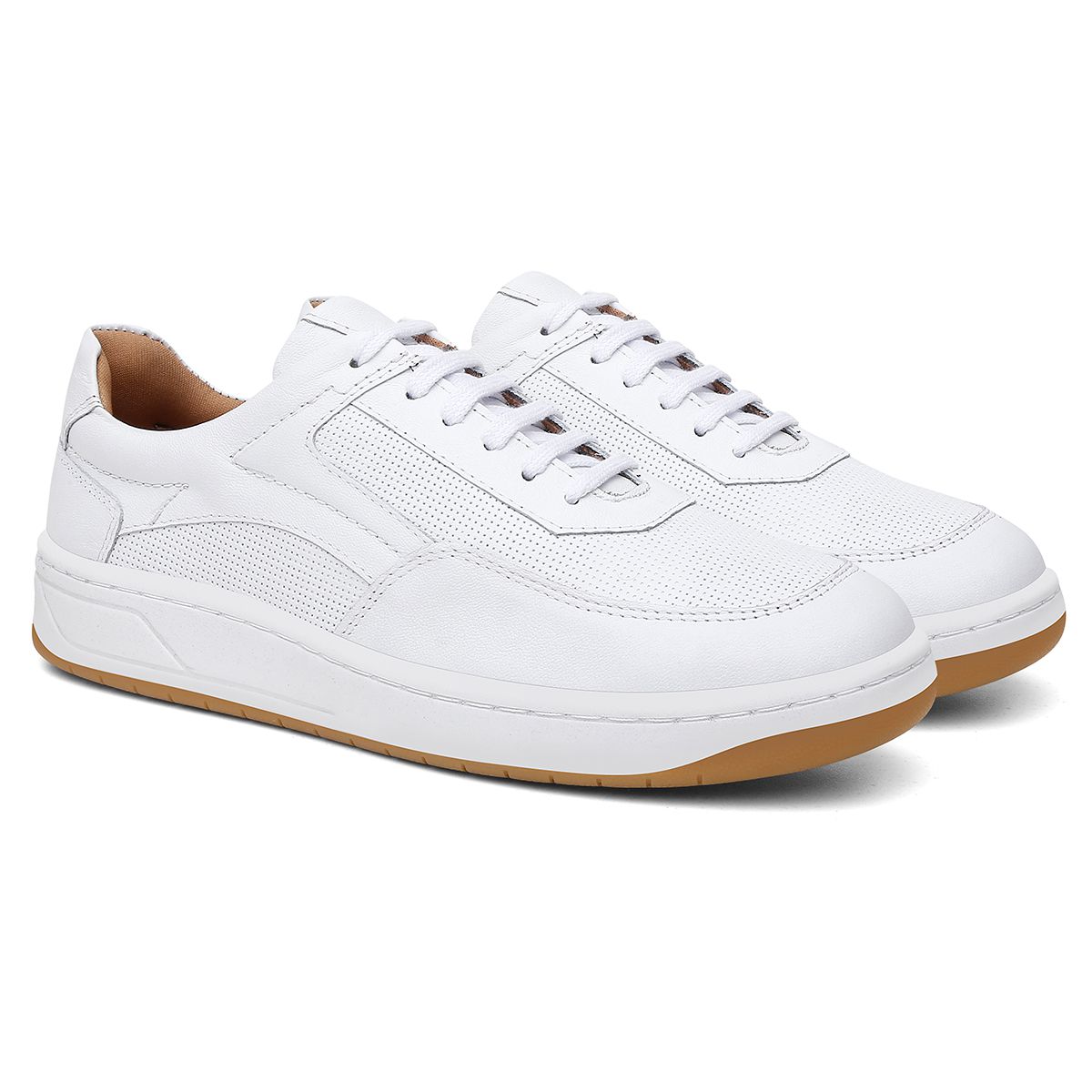 Tênis masculino em couro legítimo branco - 49038CA-2771 | ELITEDOSPES