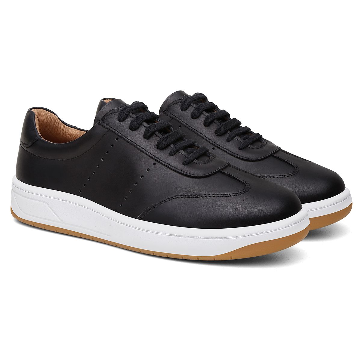 Tênis masculino em couro legítimo preto 49058CA-2772 | ELITEDOSPES