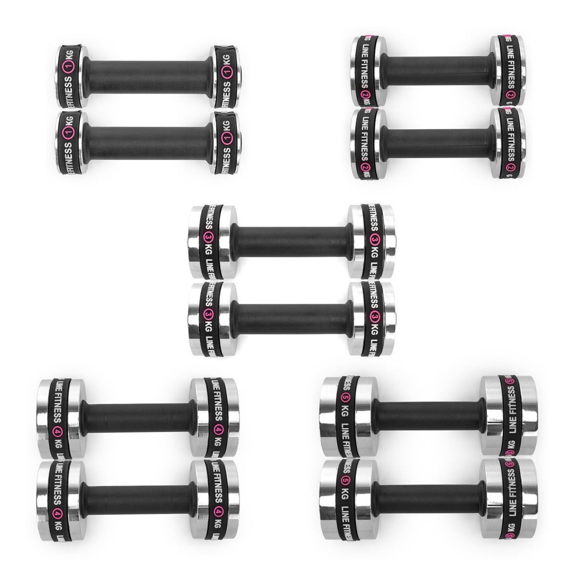 Kit Halteres Cromados 1KG A 5kg | Equipamentos Line Fitness