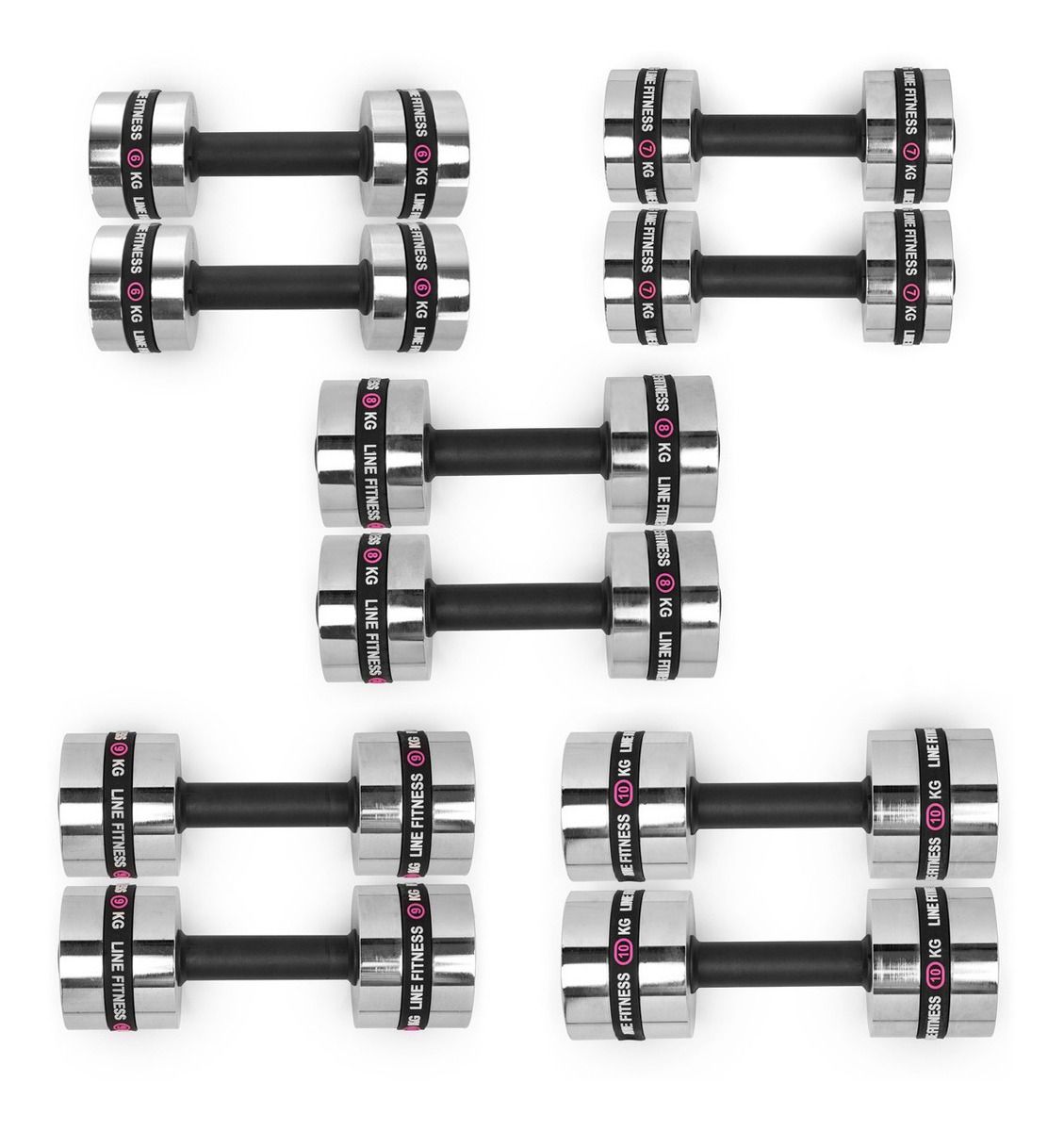Kit Halteres Cromados 6KG A 10KG | Equipamentos Line Fitness