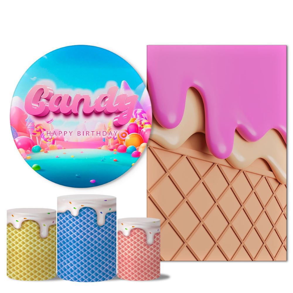 Trio Capas + Painéis Casado Tema Candy Full Color | ESTAMPARIA NET