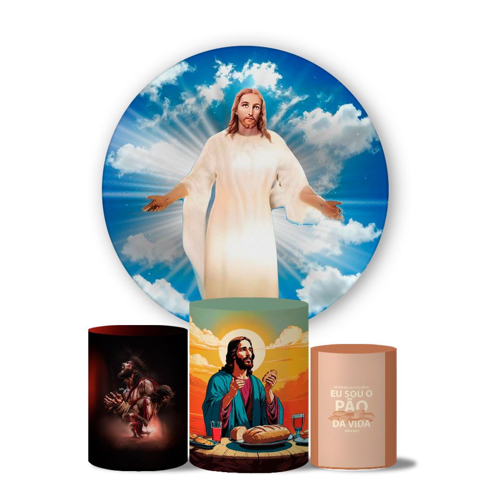 Kit Painel Cilindro Tema Jesus O Pão Da Vida | ESTAMPARIA NET