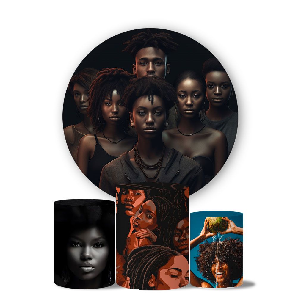 Trio Capas Cilindros + Painel Veste Fácil Beleza Afro | ESTAMPARIA NET