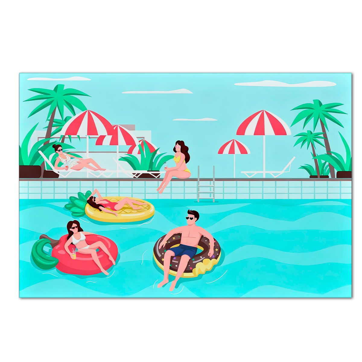 Painel Retangular Horizontal 2,20x1,50 Tema Pool Party 7 | ESTAMPARIA NET