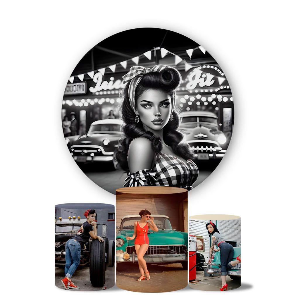 Trio Capas Cilindros + Painel Tema Pin Up | ESTAMPARIA NET