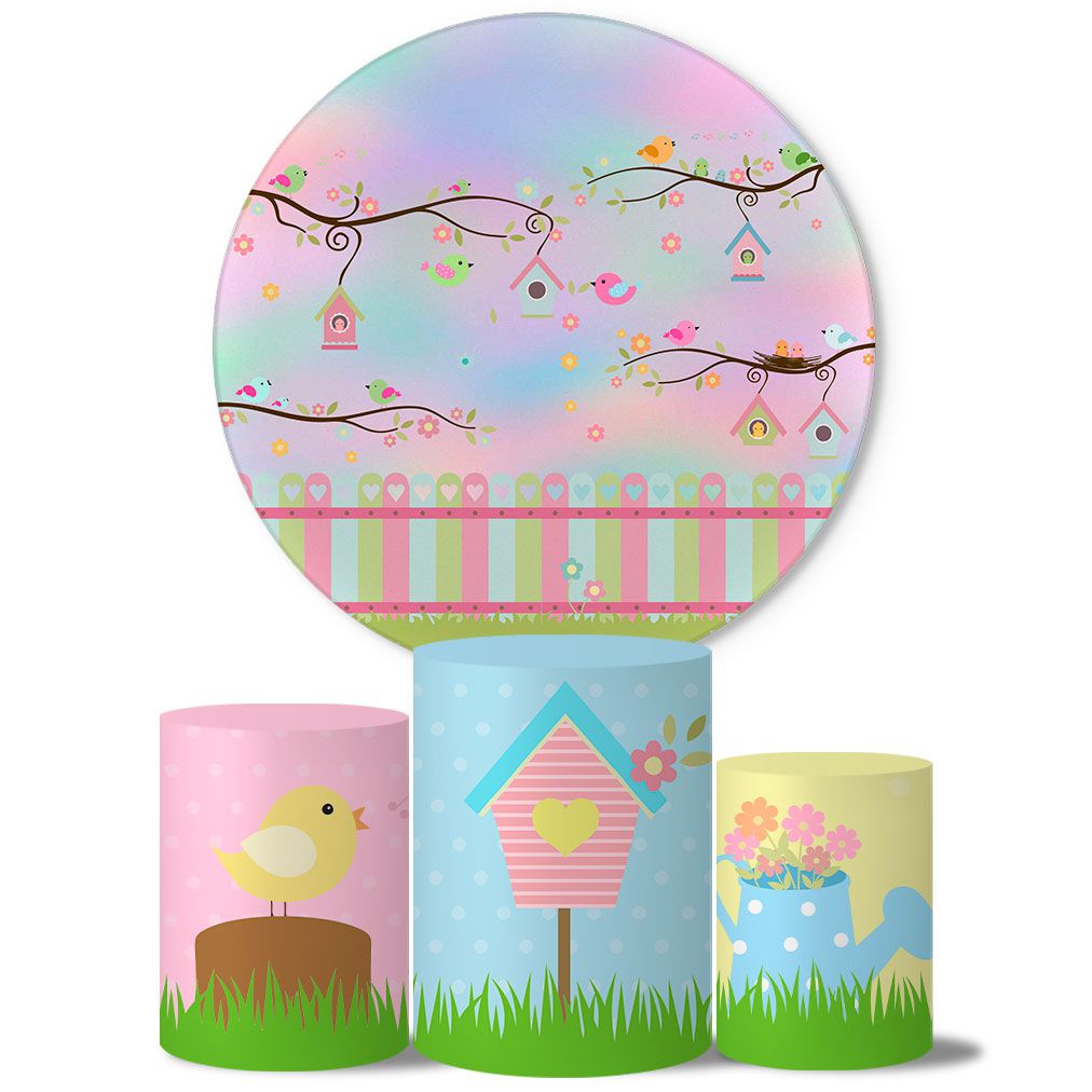 Trio Capas Cilindros + Painel Jardim Encantado Veste Fácil | ESTAMPARIA NET