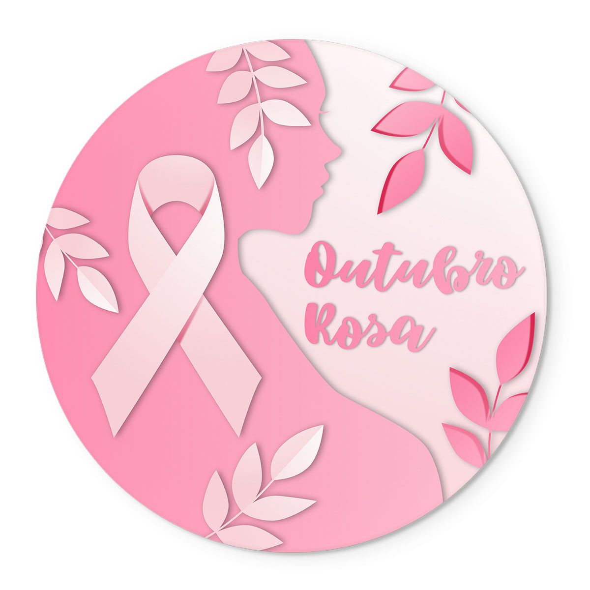 Painel Redondo Abre Fácil Pegue Monte Outubro Rosa | ESTAMPARIA NET