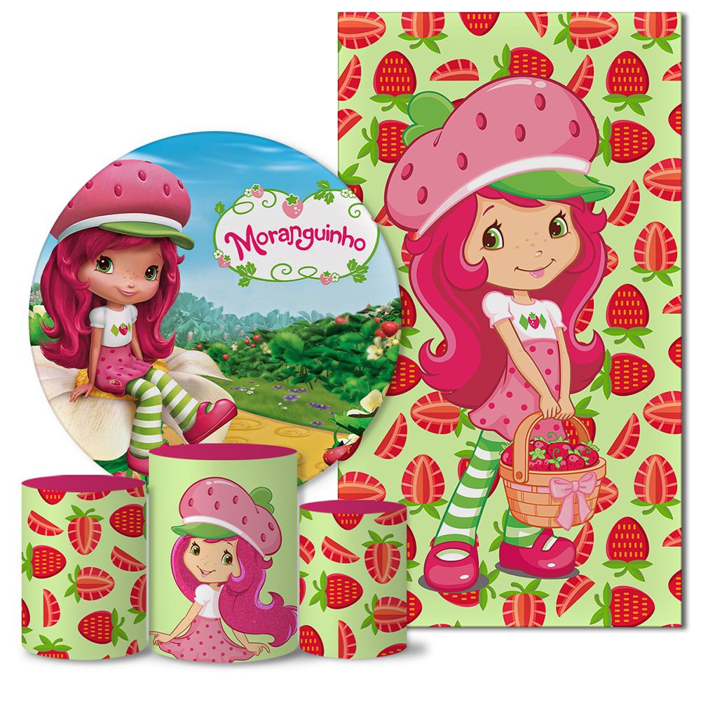 Trio Capas + Painéis Casado Tema Moranguinho Fofa Veste Fácil | ESTAMPARIA NET