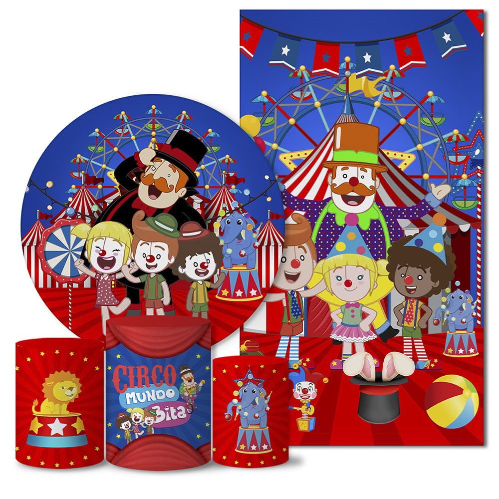 Trio Capas + Painéis Casado Tema Mundo Bita Circo Veste Fácil C/ Elástico | ESTAMPARIA NET