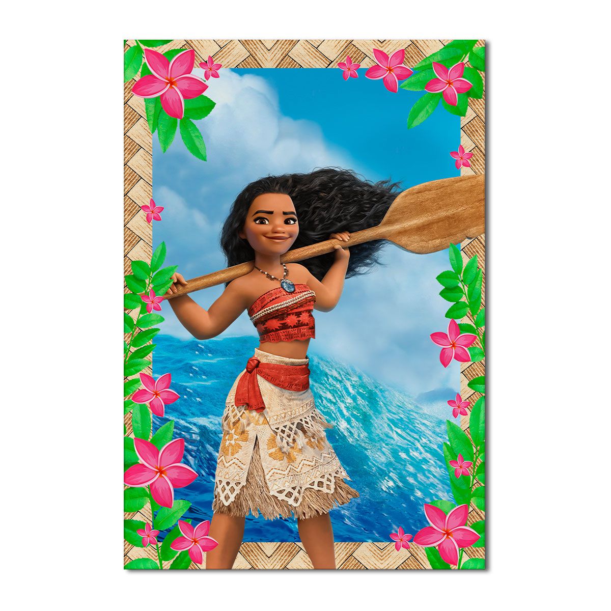 Painel Festa Retangular Moana Flores | ESTAMPARIA NET