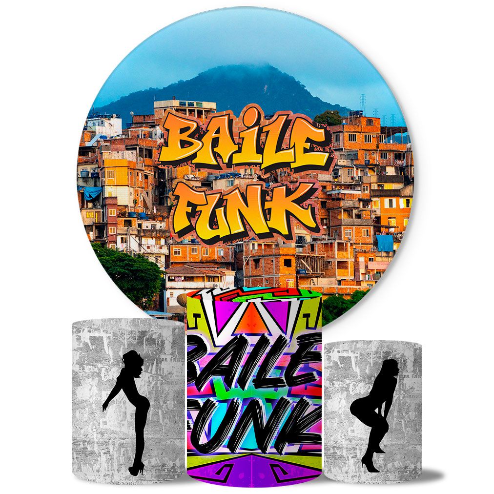 Trio Capas Cilindros + Painel Tema Baile Funk Veste | ESTAMPARIA NET