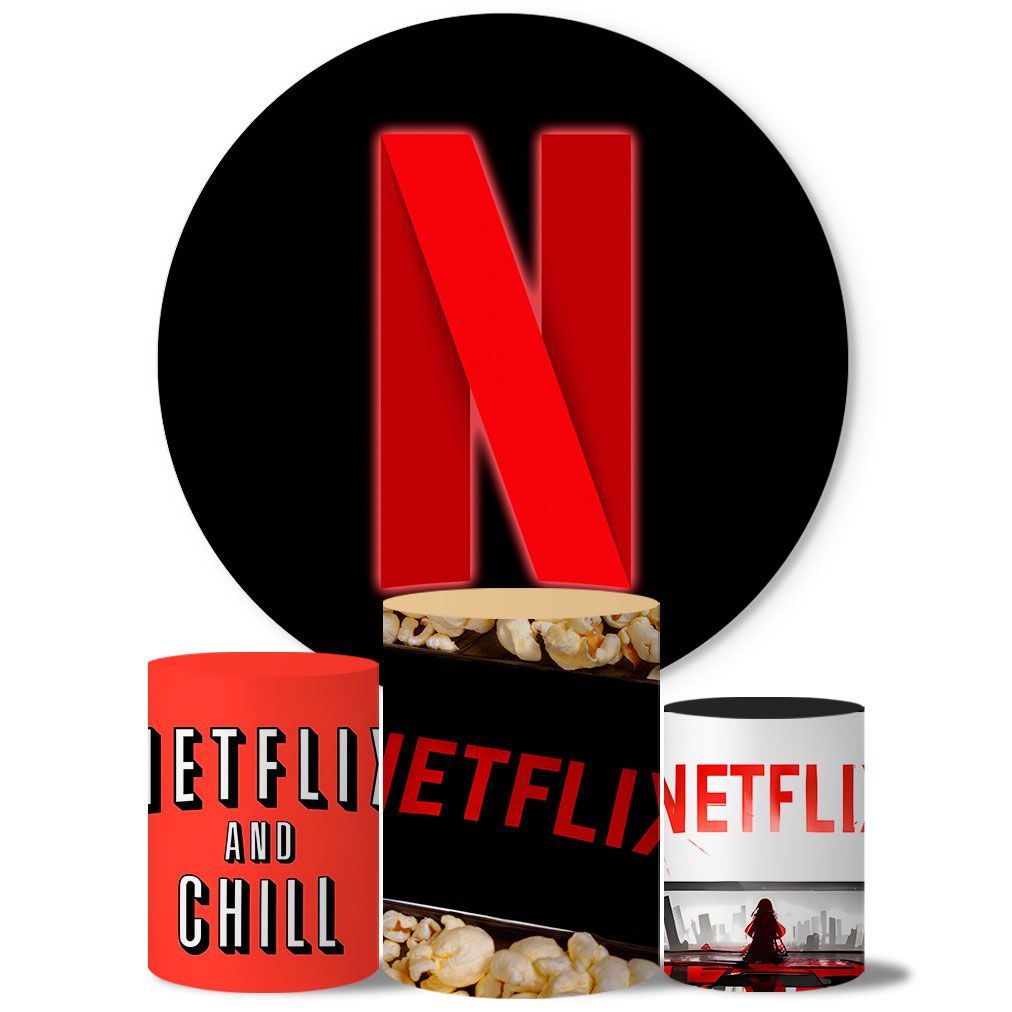 Trio Capas Cilindros + Painel Tema Netflix Veste Fácil | ESTAMPARIA NET