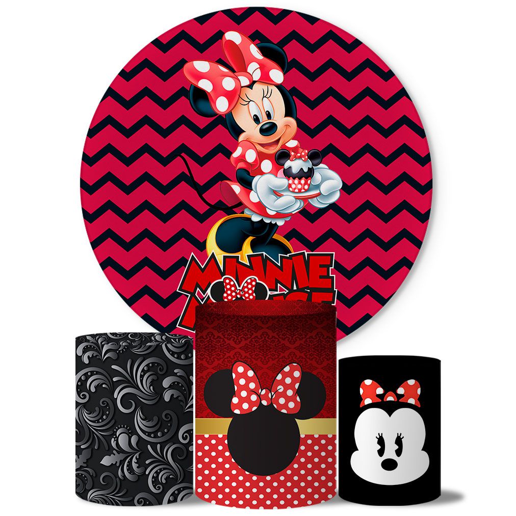 Trio Capas Cilindros + Painel Tema Minnie Mouse Veste Fácil ...