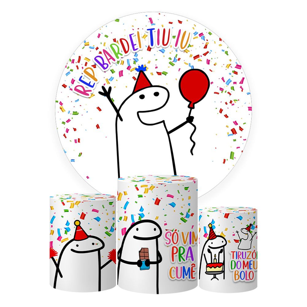 Trio Capa Cilindro + Painel Tema Flork Festivo Veste Fácil | ESTAMPARIA NET