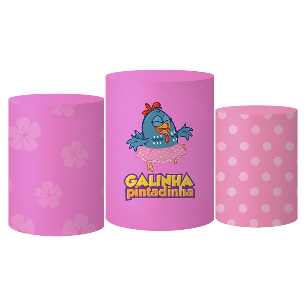 Trio Capas Cilindro Tema Galinha Rosa Veste Fácil C/ Elástico ...