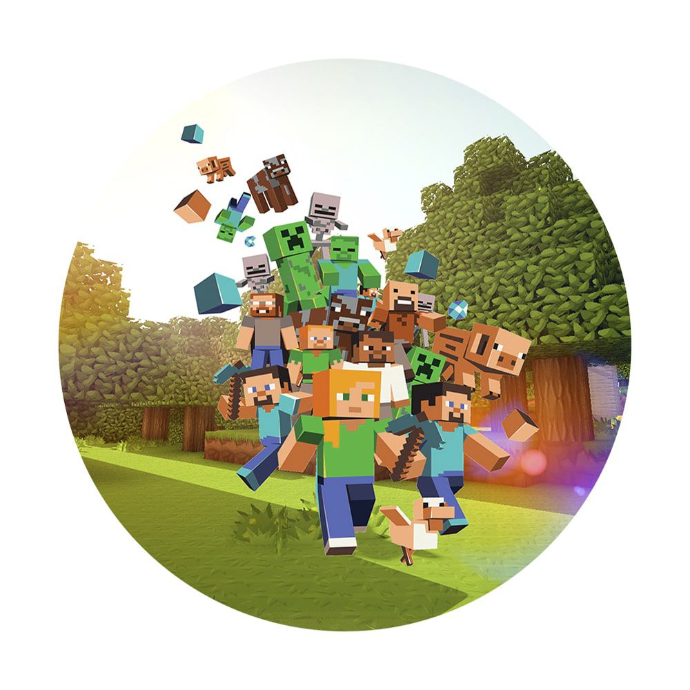 Painel Redondo Abre Fácil Pegue Monte Tema Minecraft | ESTAMPARIA NET