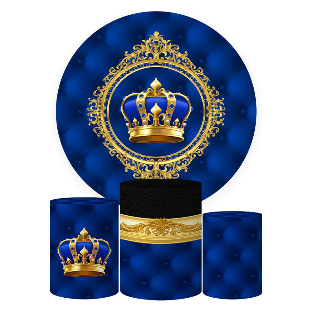 Trio Capa Cilindro + Painel Tema Realeza Azul Veste Fácil | ESTAMPARIA NET