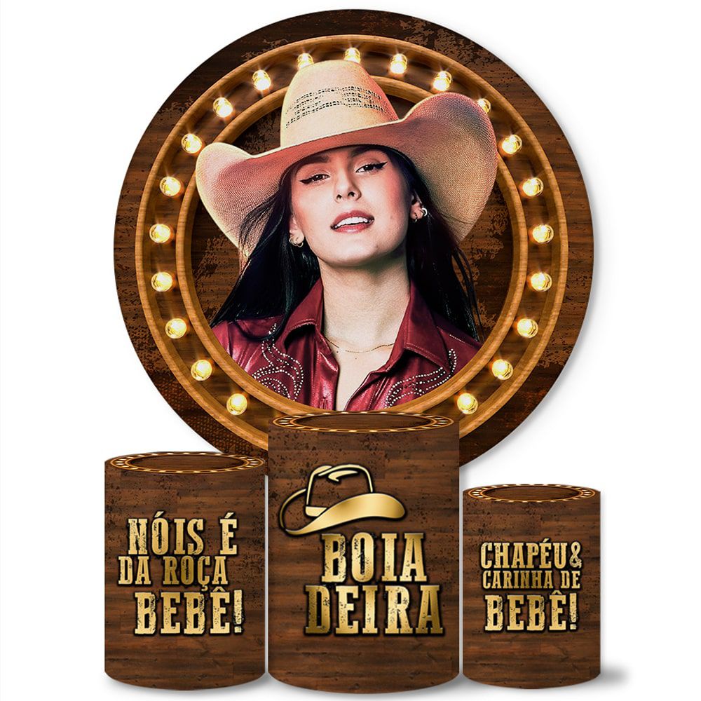 Trio Capa Cilindro + Painel Tema Boiadeira Veste Fácil | ESTAMPARIA NET