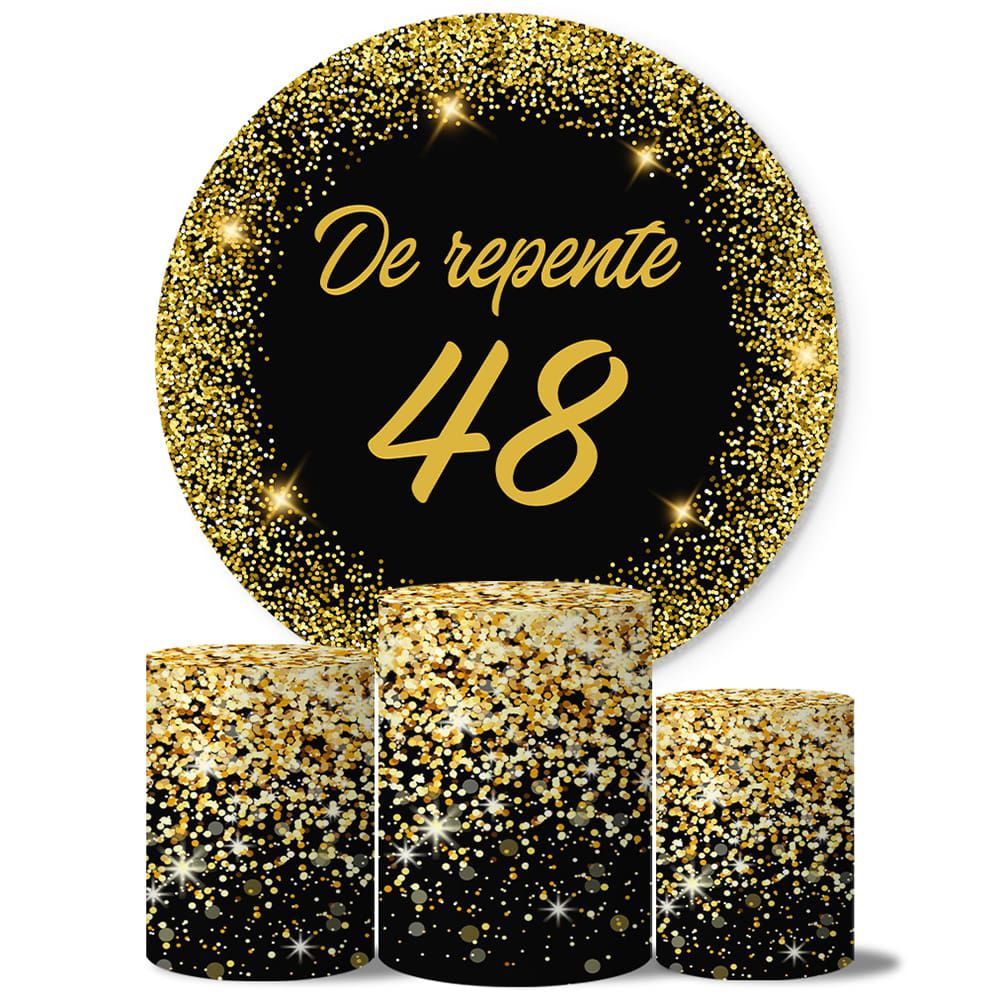 Trio Capa Cilindro + Painel Tema De repente 48 Veste Fácil C/ Elástico | ESTAMPARIA NET