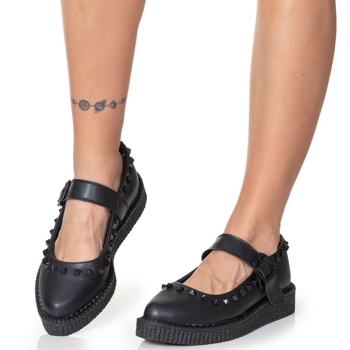 New Creeper Sapatilha Bico Fino Estilo Veggie Morticia Preto | ESTILO ...