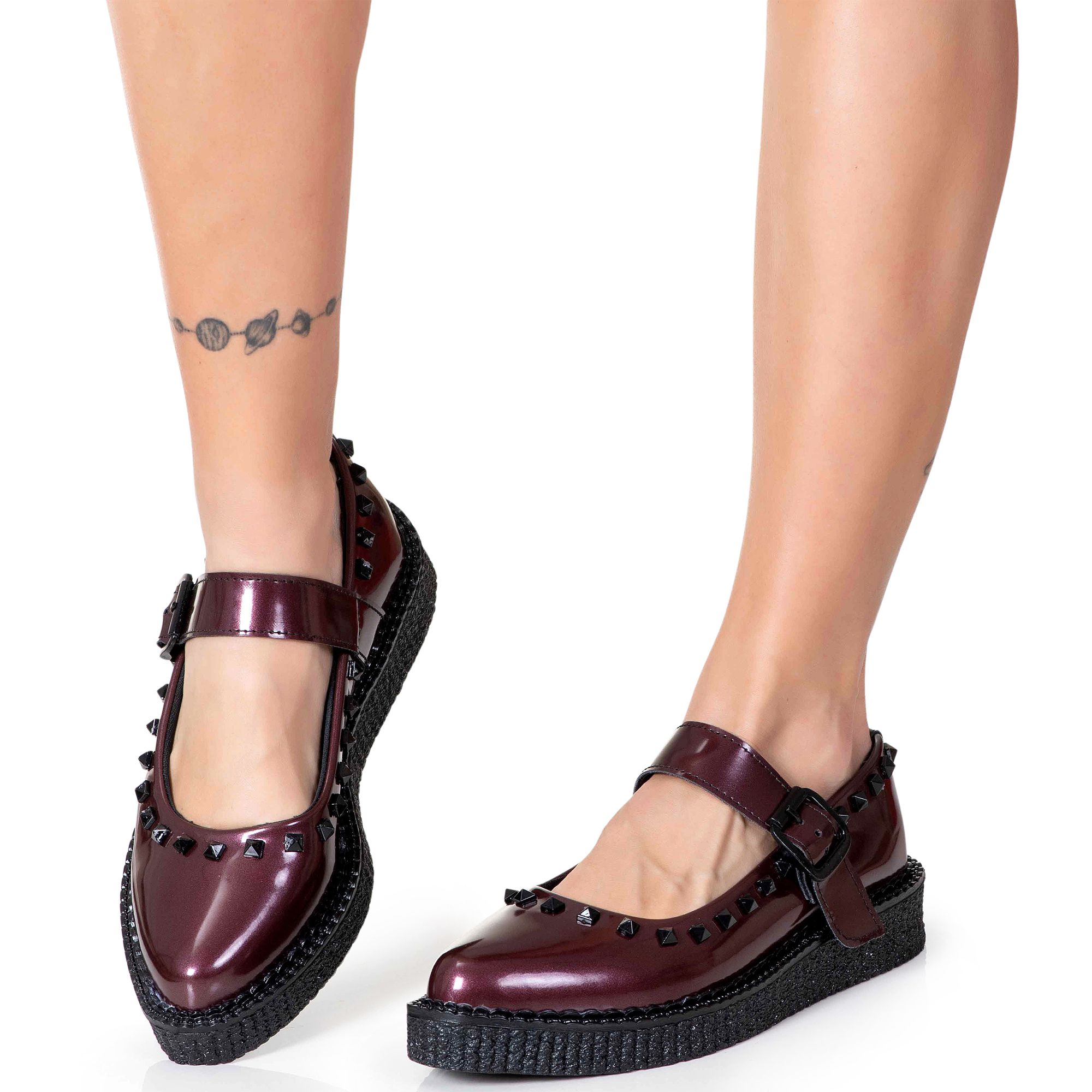 New Creeper Sapatilha Bico Fino Morticia Preto Vinho Malbec | ESTILO ...