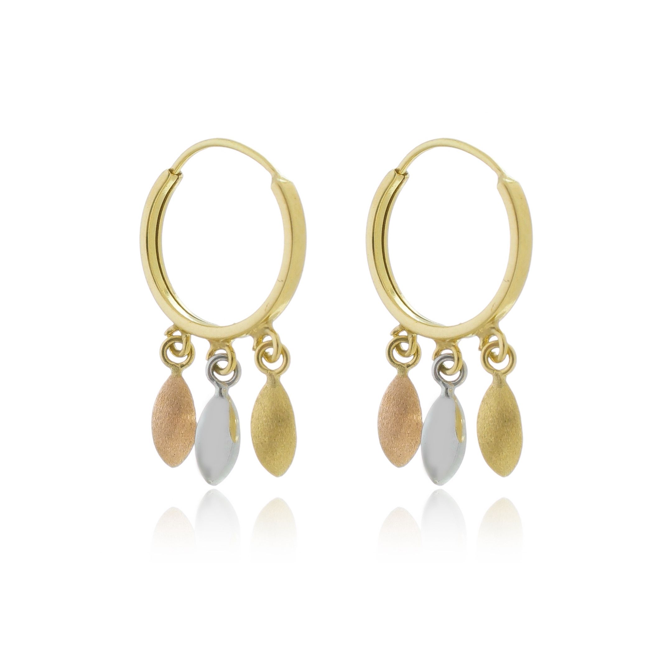 Brinco De Ouro 18k Argola Com Pingente Concha Tricolor | Fábrica do Ouro